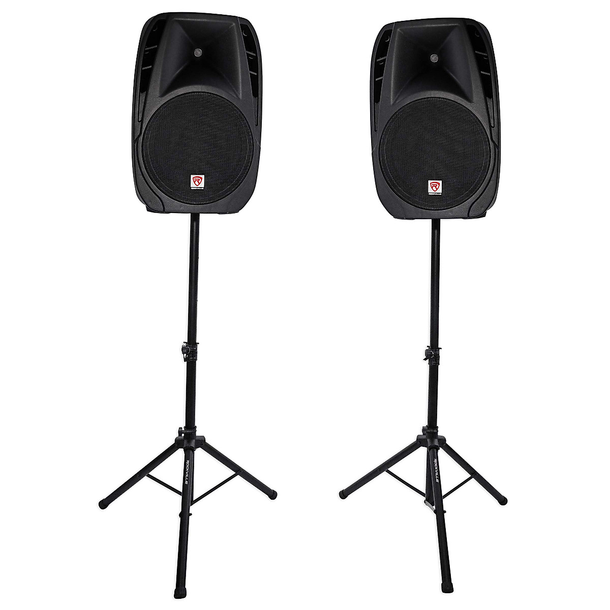 Rockville RPG2X15 Powered Bluetooth Mixer+(2) 15" Speakers+Stands+Wireless Mics
