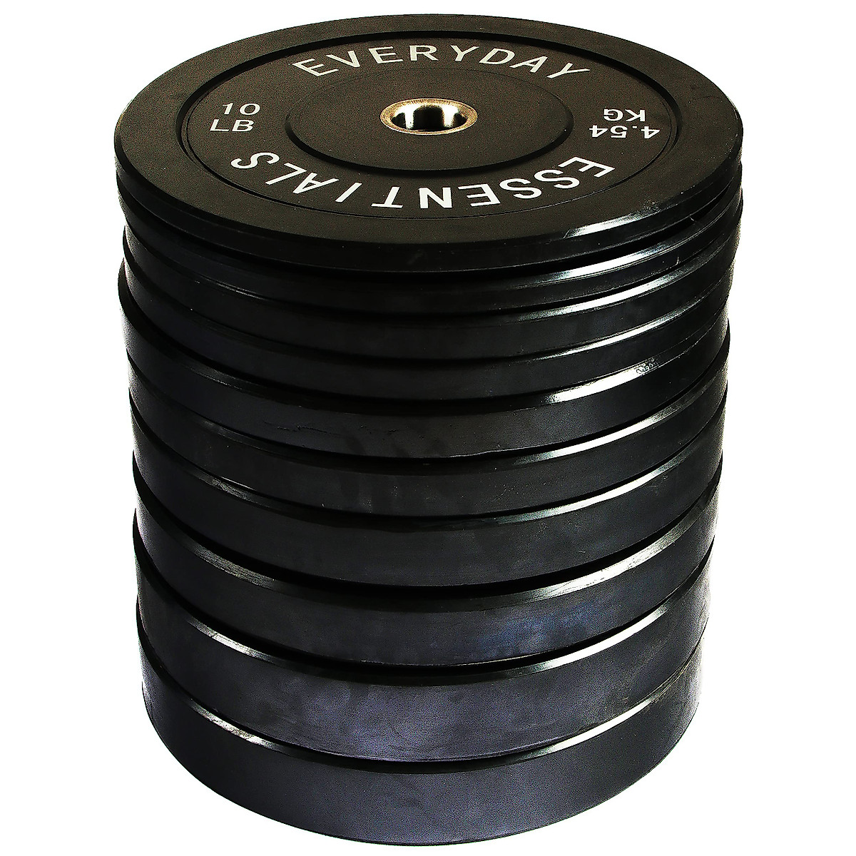 BalanceFrom Color Coded Black Olympic Bumper Plate Weight Plate with Steel Hub, 260LB Set, 2x 10/15/25/35/45LB
