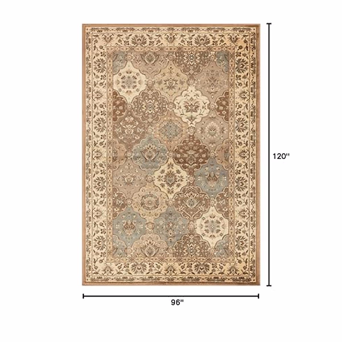 BNM Large Indoor Area Rug, Perfect for Living Room, Entryway, Basement, Bedroom, Kitchen, Office, Oriental Floor Cover, Jute Backing, Floral Medallion Indoor Area Rug, 8' x 10', Beige