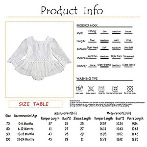 Kayotuas Newborn Infant Baby Girls Butterfly Sleeve Romper Clothes Ruffle Lace Bodysuit Tutu Dress Jumpsuit Princess Outfit (White Long-Sleeve #2, 0-6 Months)
