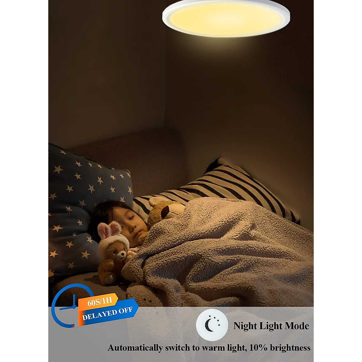 DOLED LED Ceiling Light Flush Mount: 3000LM Bright Closet Lighting Fixtures Ceiling Lamp Dimmable with Remote Control, 12'' Round Flat Ceiling Lights for Bedroom Living Room Kitchen Bathroom