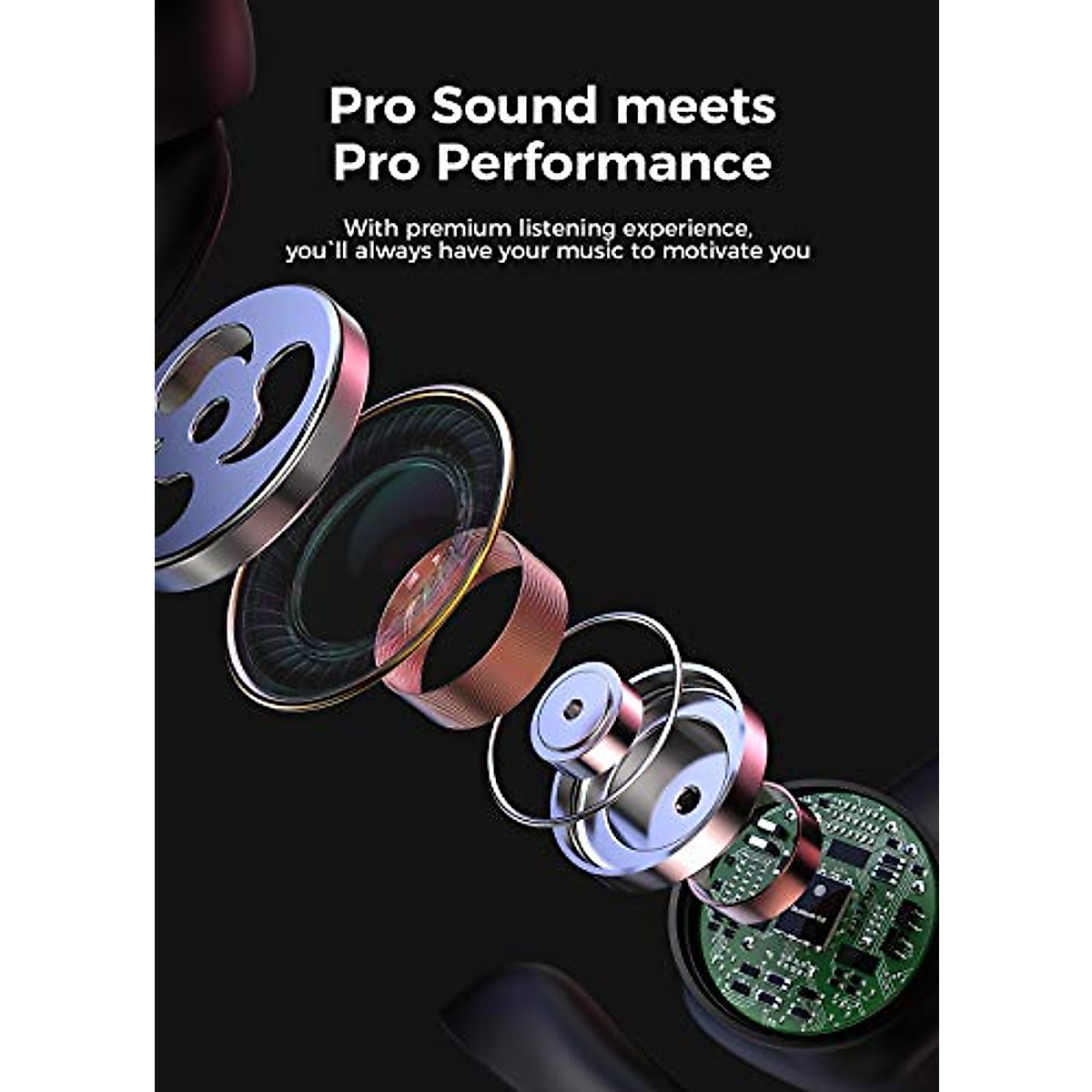 Bluetooth Headphones Wireless Earbuds 35H Play Time Earphones with Microphone IPX7 Waterproof with earhooks for Gym Sports Outdoor Black