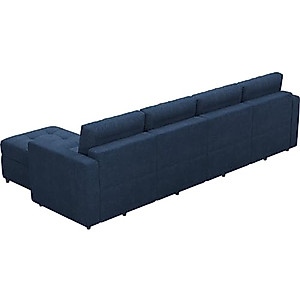 Belffin Fabric Convertible Modular Sectional Sofa Couch Modern L Shaped Sofa with Ottomans 5 Seater Sofa Sectionals Sleeper Couch with Reversible Chaise and Storage Drawers for Living Room Blue