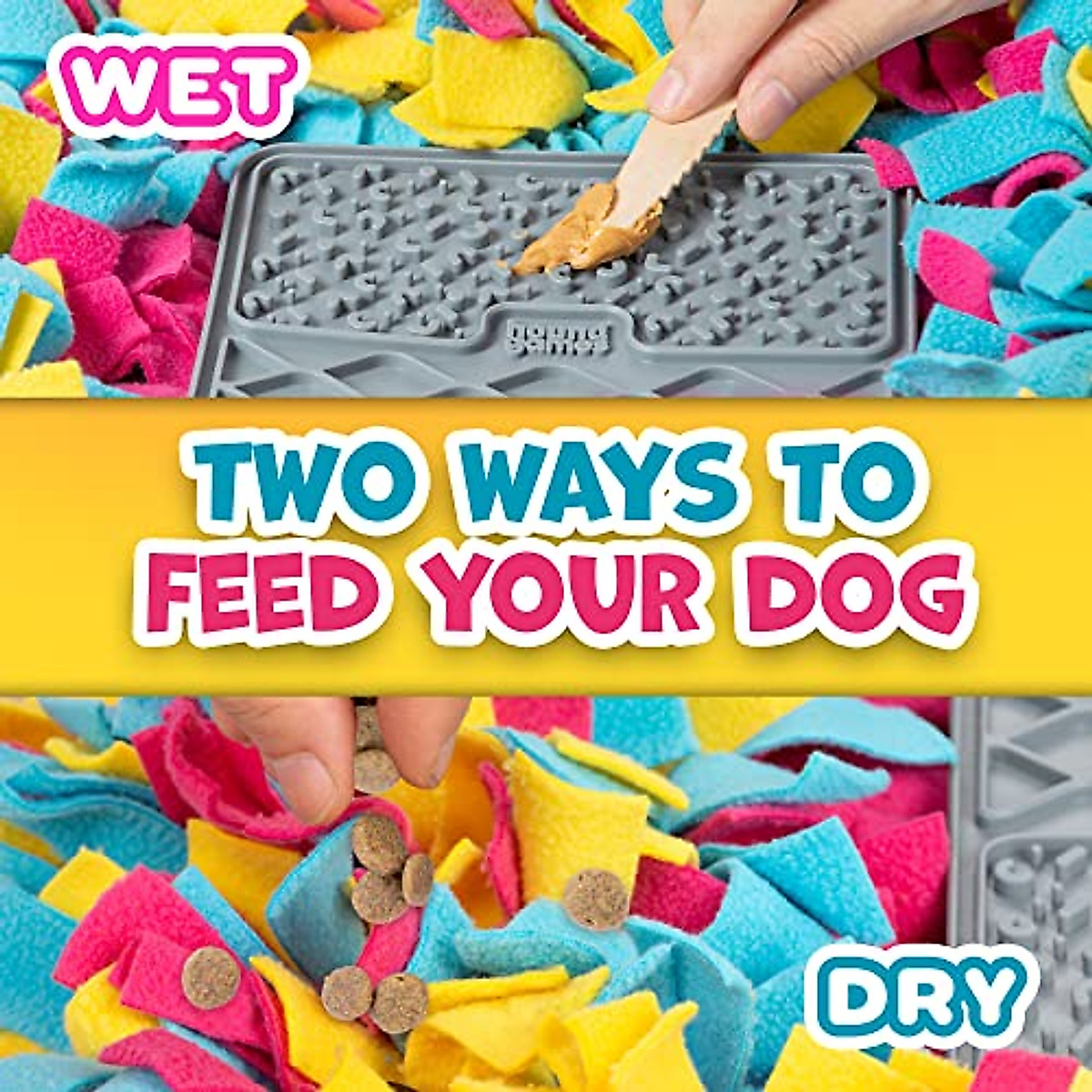 HOUNDGAMES Snuffle Mat for Small Dogs, Pet Foraging mat for Smell Training and Slow Eating, with Lick Pad, Slow Feeder, Sniffer, Foraging, Silicone, Pets, Puzzle