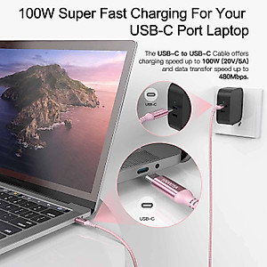 100W USB C to USB C Cable 15ft Long Pink,USBC to USBC,Awnuwuy (20V/5A) Type C PD Fast Charging Power Charging Cord Compatible with iPhone 15/15 Pro/15 Plus/15 Pro Max,iPad Pro, Samsung S23 S22,MacBook