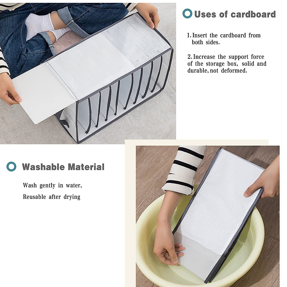 WENSEFTY Wardrobe Clothes Organizer, PP Board Mesh Closet Drawer Organizers for Clothing, Clothes Organizer and storage for folded Jeans Pants T-shirt Legging Dress
