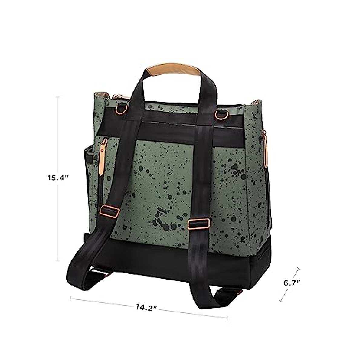 Petunia Pickle Bottom Pivot Backpack | Multiple Carrying Options (Backpack or Tote) | Insulated Pockets to Keep You Organized | Modern Silhouette with a Roomy Interior | Olive Ink Blot