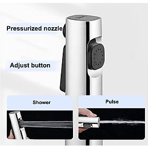 Bidet Hand Held Shower Set Dual Jet Mode Nozzle ABS Plastic Baby Cloth Diaper Spray Set with Faucet Dispenser Spring Hose Wall Mount Bracket