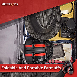 Retevis EHN005 Ear Protection,Foldable Ear muff for Noise Reduction,Noise Cancelling Ear Muffs with Adjustable Headband,Sound Proof Earmuff for Lawn Mowing,Woodworking,School Gift Men Adult(1 Pack)
