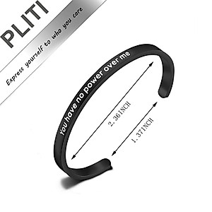 PLITI You Have No Power Over Me Inspirational Cuff Bangle Bracelets for Women Movie Gift (No Power Over CB black)