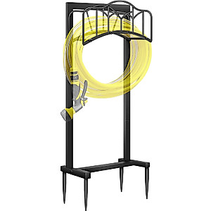 Shomextol Garden Hose Holder -Upgraded Hose Holder Holds 100-feet Hose,Freestanding Heavy Duty Hose Hanger,Sturdy Hose Stand and Hose Storage Rack for Lawn & Yard,Black