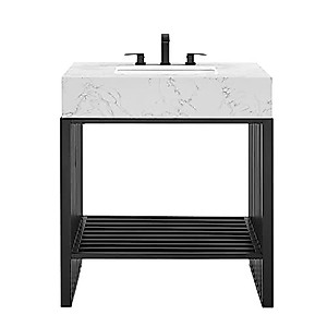 Modway Gridiron 30" Stainless Steel Bathroom Vanity, 30 Inch, Black