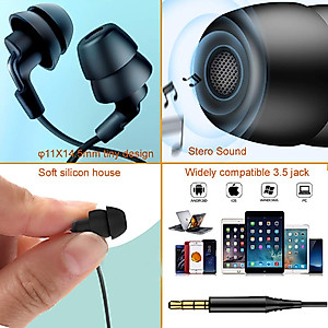 DARK WOLF Sleep Earphone,Soft Earbuds with Mic,Noise Cancelling,in-Ear earpods for Side Sleeper, 3.5mm Jack Air Travel,Snoring,Gym Meditation& Relaxation (Black)