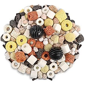 Hamiledyi Aquarium Filter Media Bio Balls Ceramic Rings Fish Tank Pond Biofilter Filter Media 500g with Mesh Bag