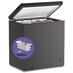 ADT Chest Freezer Free-Standing Top Door Freezers 6.8℉ to -4℉ (Matte Black, 7.0 Cubic Feet)