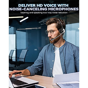 Wantek Corded Telephone Headset Dual w/Noise Canceling Mic + Quick Disconnect Compatible with ShoreTel Zultys NEC Aspire Dterm Nortel Norstar Meridian Siemens ROLM Packet8 Landline Deskphones(602QS2)