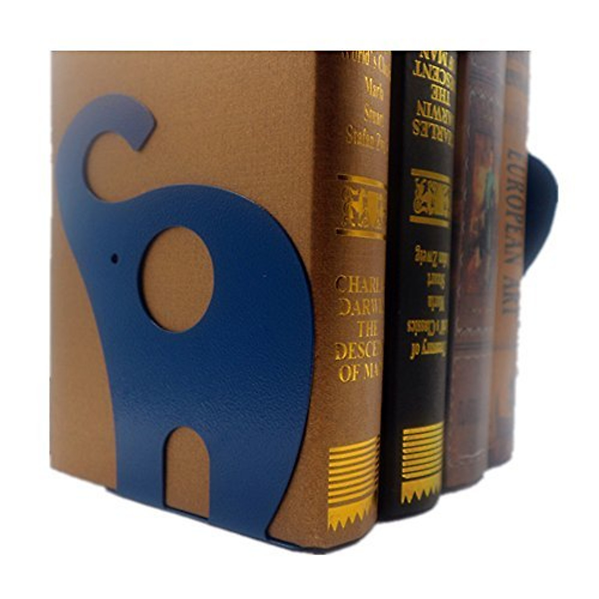 Y-H 1Pair Cute Cartoon Elephant Nonskid Bookends Art Bookend (Navy Blue)