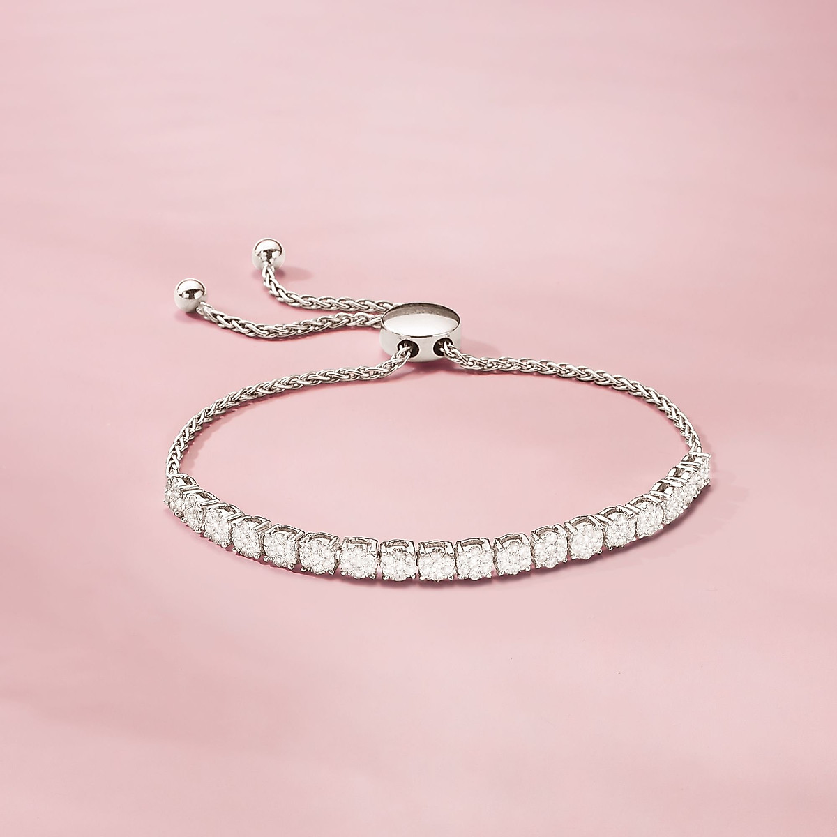 Ross-Simons 1.00 ct. t.w. Diamond Cluster Bolo Bracelet in Sterling Silver