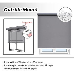 AOSKY Roller Window Shades Blackout Blinds for Windows Cordless Bedroom Shade Room Darkening Shades Door Blinds with Thermal Insulated Easy to Install for Home，Office，Bathroom W30xL72 Grey