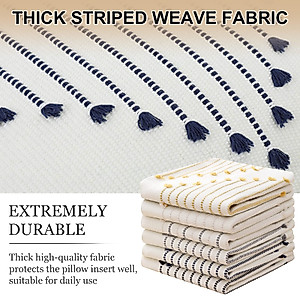 Mecatny Boho Throw Pillow Covers Navy and Cream White Pillow Covers 18X18 Set of 2 Farmhouse Decorative Pillow Covers for Couch Sofa Living Room