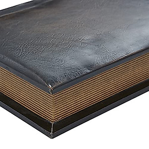 Deco 79 Wood Faux Book Box with Faux Leather Detailing, Set of 3 13", 10", 8"H, Brown
