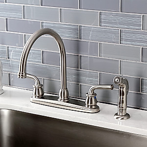 Kingston Brass KB728RXLSP Restoration 8-Inch Centerset Kitchen Faucet with Side Sprayer, Brushed Nickel