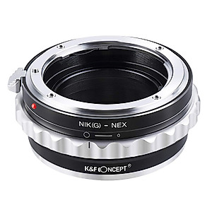 K&F Concept Lens Mount Adapter Compatible with Nikon G AF-S F AIS AI Nikkor F Mount G-Type D/SLR Lens to Sony Alpha E-Mount NEX Camera Compatible with Sony Alpha A7,A6000,A6300,A6500,A5000,A5100