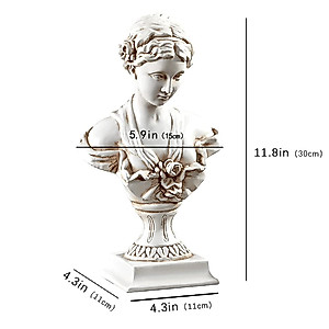 YUEOECOR 11.8" Classic Greek Venus de Milo Bust Statue, Resin Roman Goddess of Love and Beauty Sculpture Figurine for Home Décor, Large Antique
