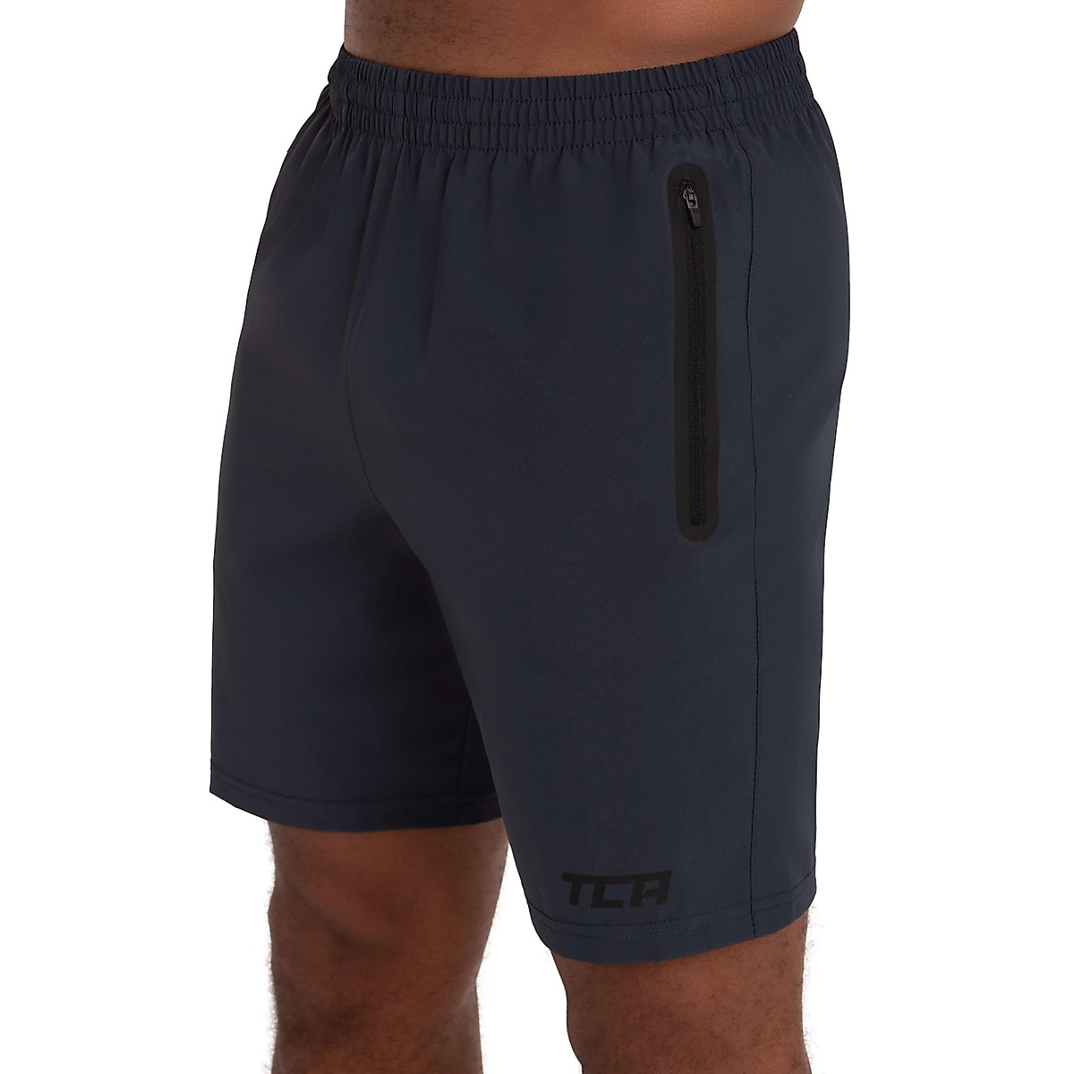 TCA Elite Tech Gym Shorts Men Athletic Shorts Workout Running Shorts for Men with Zip Pockets - Smoke Gray, Medium