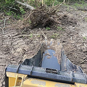 Titan Attachments Extreme Duty Stump Bucket Tree Spade Scoop Digger, Universal Skid Steer Quick Tach, HD Serrated Leading Edge, Ideal for Ripping Roots & Removing Tree Stumps