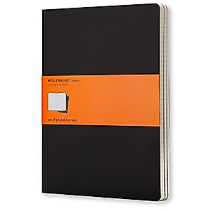 Moleskine Cahier Journal, Soft Cover, XL (7.5" x 9.5") Ruled/Lined, Black, 120 Pages (Set of 3)