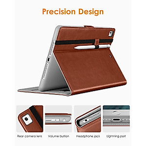 DTTO for iPad 9.7 Inch 5th/6th Generation 2018/2017 Case with Apple Pencil Holder, Premium Leather Folio Stand Cover Case for Apple iPad 9.7 inch, Also Fit iPad Pro 9.7/Air 2/Air - Brown
