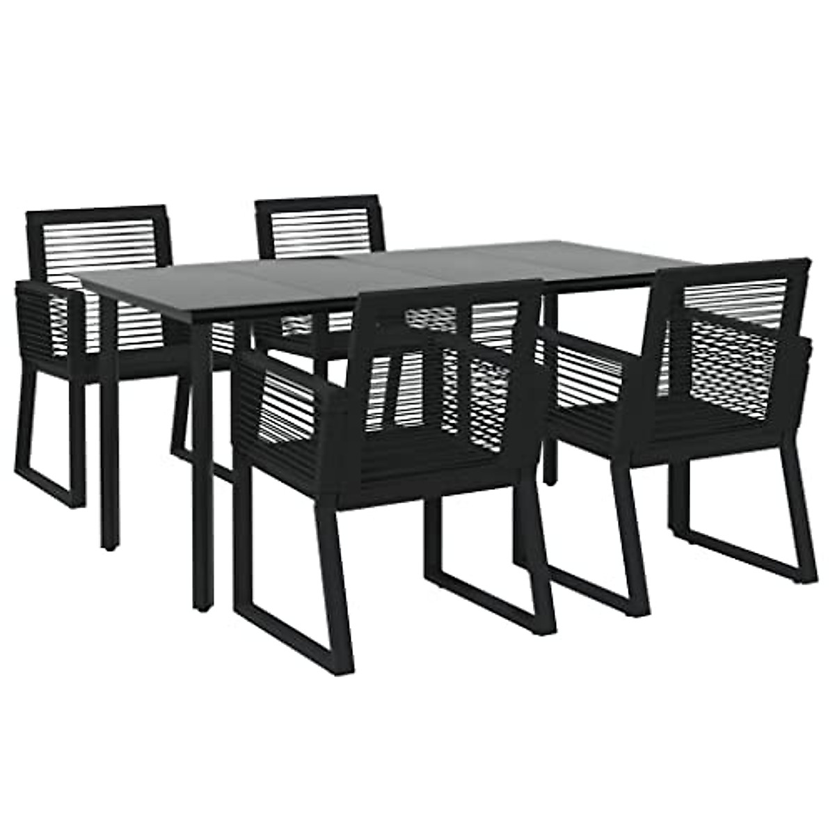 qiangxing 5 Piece Patio Dining Set Patio Table and Chairs Set Outdoor Patio Dining Set Outdoor Patio Furniture Patio Set Black PVC Rattan 3156544