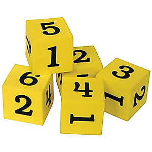 Teacher Created Resources Foam Numbered Dice 1-6, Pack of 20 , Yellow
