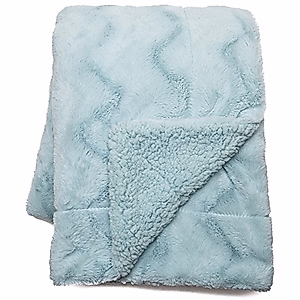 Chanasya Fuzzy Faux Fur Soft Wave Embossed Throw Blanket - Cozy and Warm Lightweight Reversible Sherpa for Couch, Home, Living Room, and Bedroom Décor (50x65 Inches) Turquoise