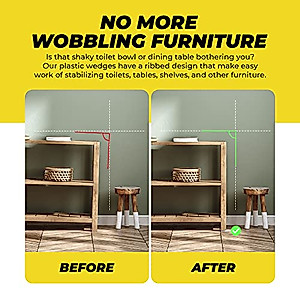 Qualihome Nylon Plastic Shims for Leveling - Clear Plastic Wedges for Home Furniture, Toilet, Bed, Restaurant Table Wedges - Non Slip Levelers, Stabilizers with Ribbed Design - 1-1/8" x 2" (30 PACK)