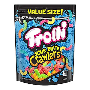 Trolli Sour Brite Crawlers Candy, Sour Gummy Worms, Springtime Easter Candy, 28.8 Ounce Resealable Bag