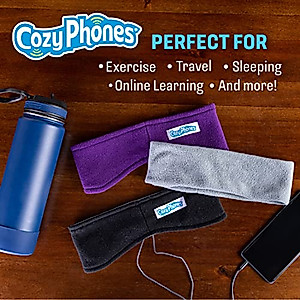 CozyPhones Sleep Headphones - Over Ear Headphones from Ultra Thin Cool Mesh Wired for Side Sleepers, Meditation, Running, Laptop, and Phone - Gray Lycra