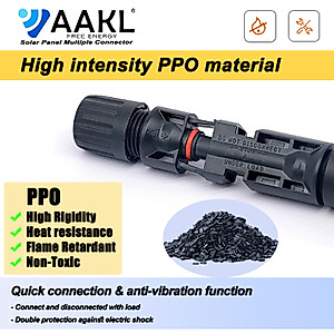 AAKL 20Pairs Solar Panel Connector IP67 Waterproof Solar Power Cable Connectors 1000V 30A 10AWG/12AWG Male/Female Plug with 2PCS Spanners (20 Pairs)