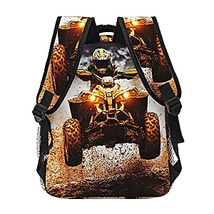 Limhibu Travel Laptop Backpack Dirt Quad Bike 4 Wheelers Off Road Ride On Atv Backpacks Durable Daypack Notebook Computer Bag Gifts for Men Women Adults