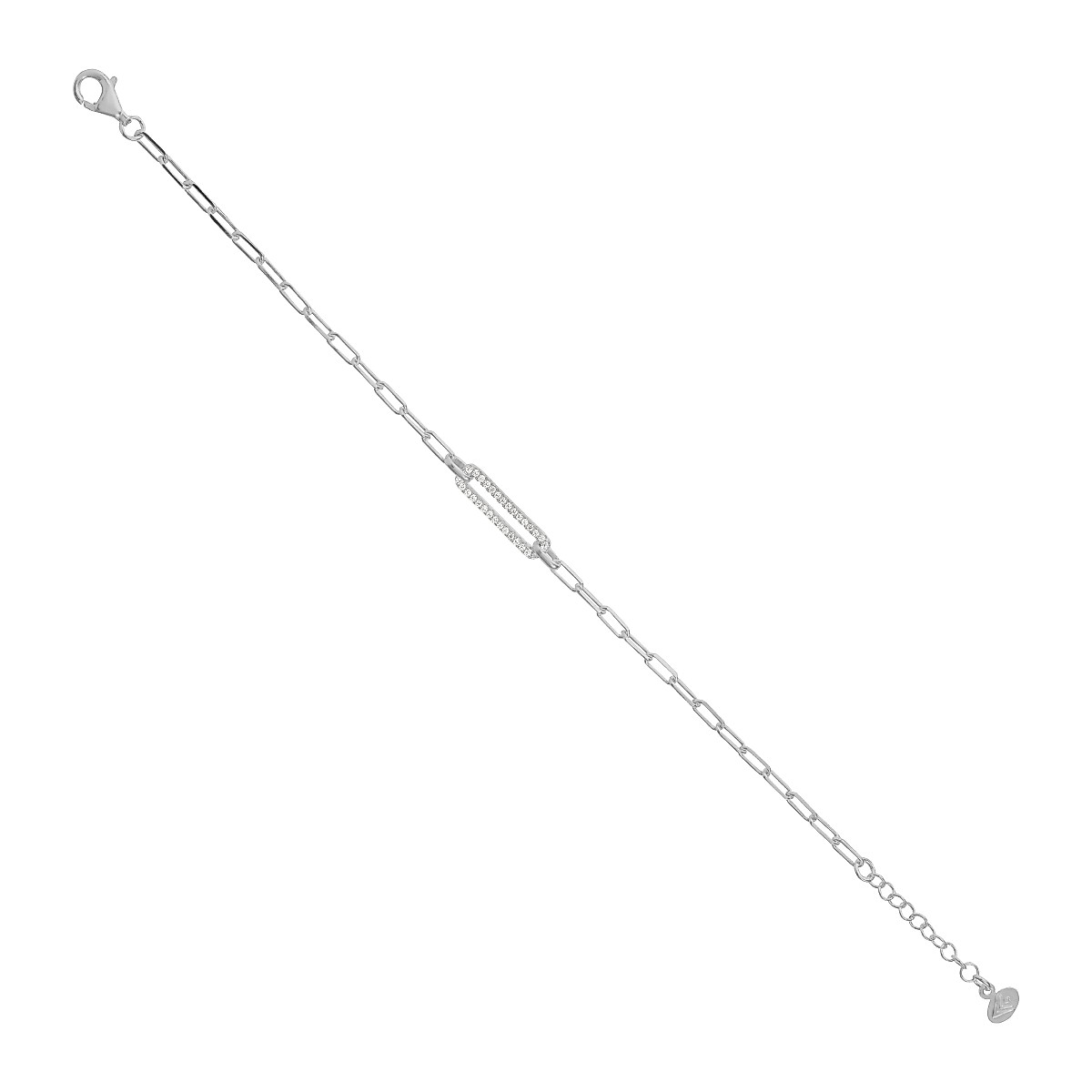 Silpada 'Coupled Together' Cubic Zirconia Sterling Silver Bracelet, 7.25" + 1"