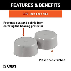 CURT 23178 1.78-Inch Trailer Wheel Bearing Protector Dust Covers, 2-Pack