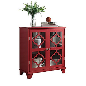Kings Brand Furniture Red Finish Wood Buffet Cabinet Console Table