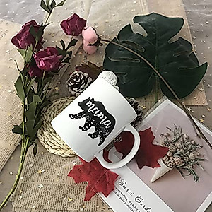 Wisedeal Mama Coffee Mug, Funny Mama Bear Christmas Birthday Gifts Coffee Tea Cup for Mom Aunt Mother Women Wife Unique Fun Present for Her Mother's Day 11Oz Ceramic White