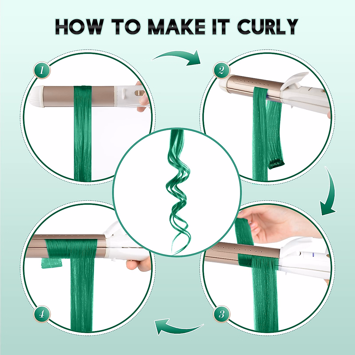 FESHFEN Green Clip in Hair Extensions Colored Hair Extension 10 PCS Highlight Hair Piece Straight Clip in Hairpieces for Women Christmas 22 inch