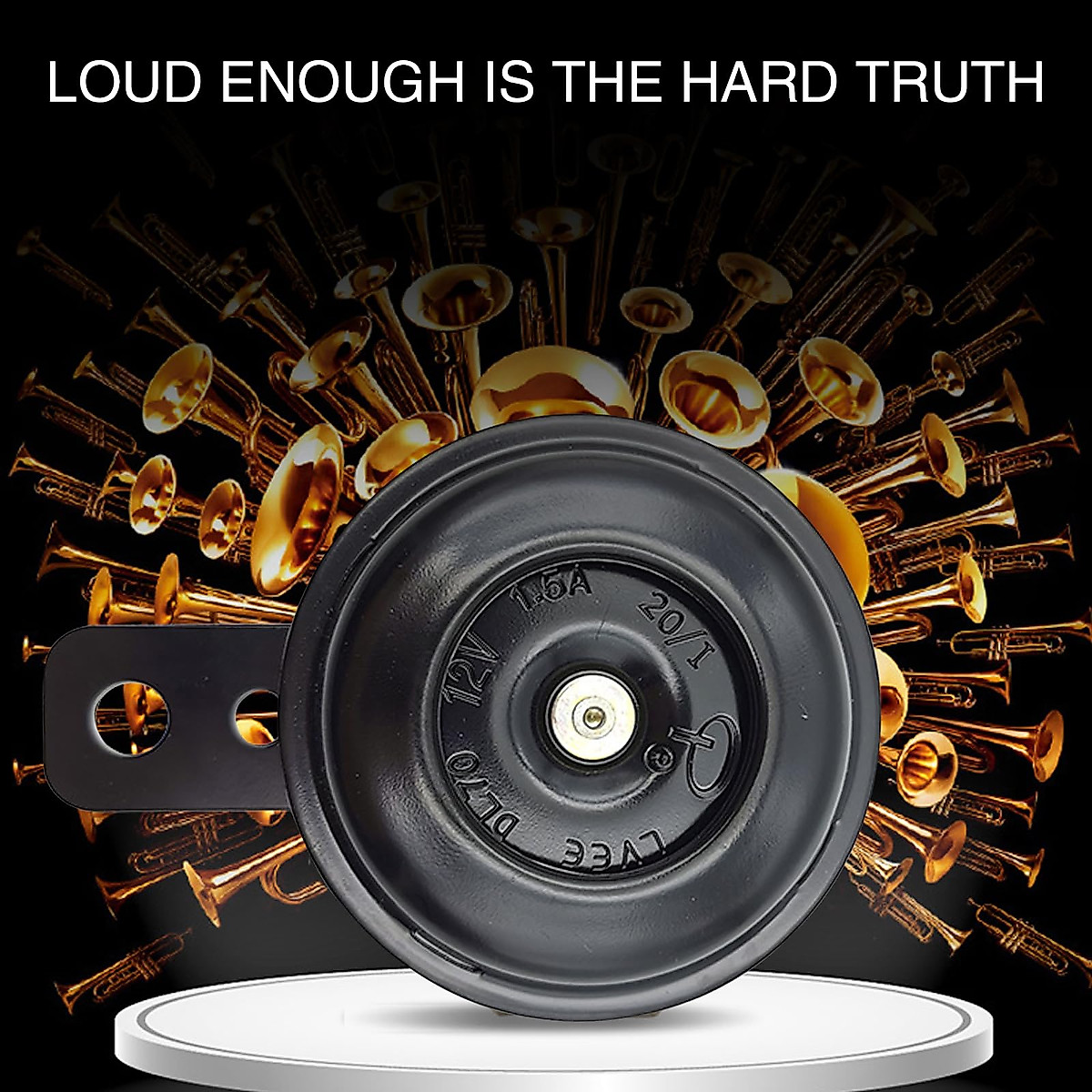 ZBGUN 1 PC Car Snail Horn Whistle, 3.7In x 2.5In 12V Metal Round Loud Speaker Scooter Snail Horn Accessories, Universal Waterproof Durable Vehicle Disc Horn for Motorcycle Moped Dirt Bike (Black)