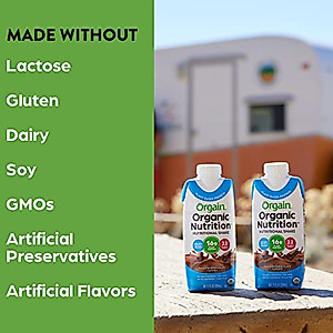 Orgain Organic Vegan Plant Based Nutritional Shake, Smooth Chocolate - Meal Replacement, 16g Protein, 22 Vitamins & Minerals, Dairy Free, Gluten Free, 11 Fl Oz (Pack of 12)