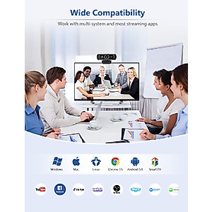 TECURS 1080P 60FPS Web Camera, HD Webcam with Microphone, Streaming Webcam with Tripod and Privacy Cover, Computer Camera for Calls/Conference, Zoom/Skype/YouTube, Laptop
