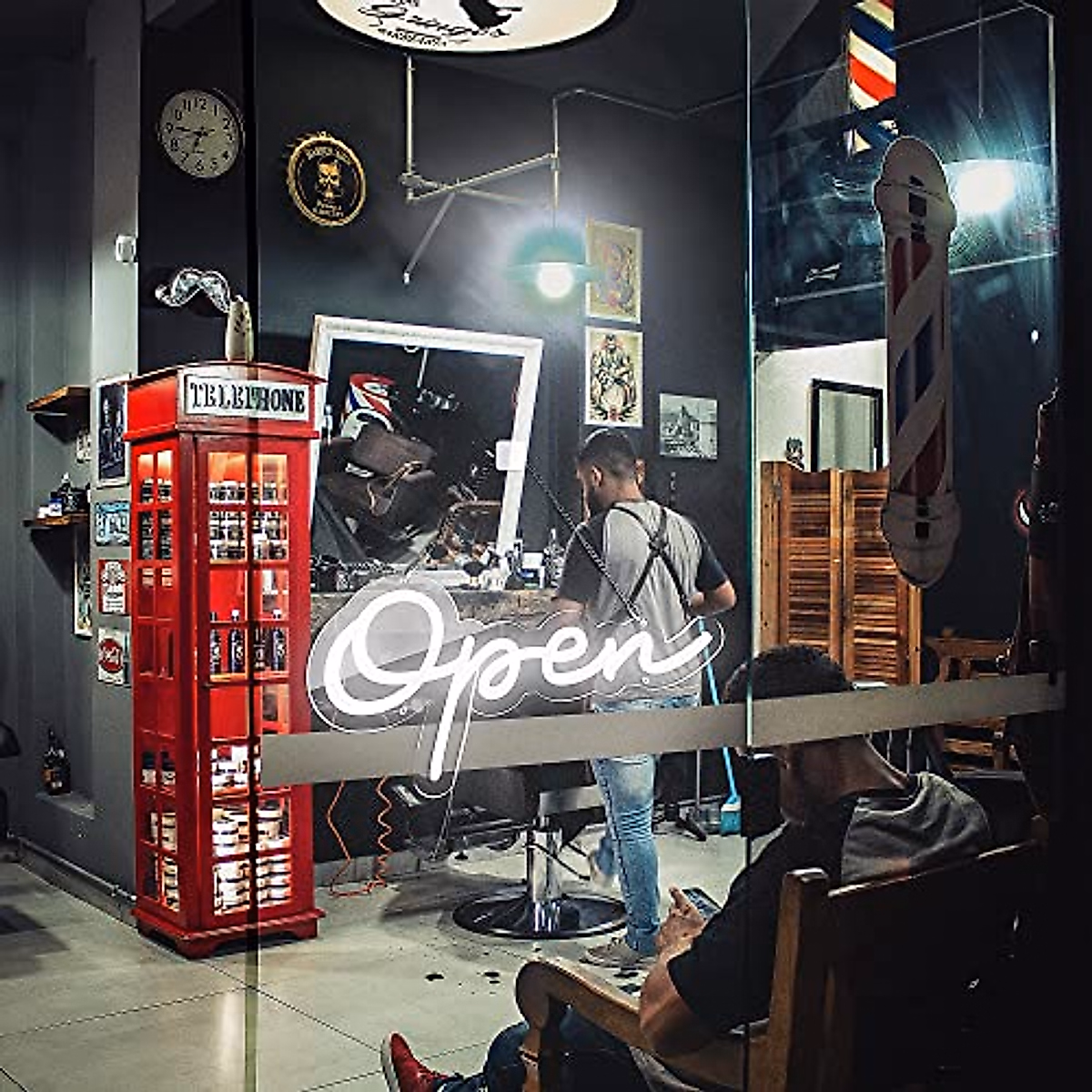 Open Signs for Business, 15"x 7.3" LED Neon Open Sign with Remote ON/OFF Switch Adjustable Brightness Open Neon Signs for Restaurant Bar Salon Stores Hotel Wall Decor Light Open Sign (White)