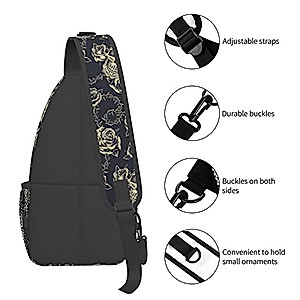 YANGDADA Vintage Tattoo Skull And Roses Sling Bag Crossbody Backpack Sling Backpack Shoulder Bag Casual Daypacks for Women Men Cycling Hiking Travel